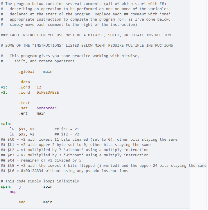Solved # # # # The program below contains several comments | Chegg.com
