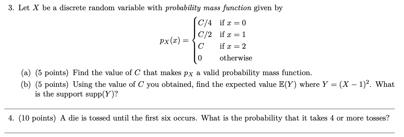 Solved Let x be ﻿a discrete random variable with probability | Chegg.com