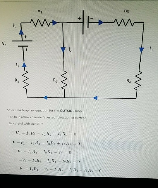 Solved Rs R2 R4 Select the loop law equation for the OUTSIDE | Chegg.com
