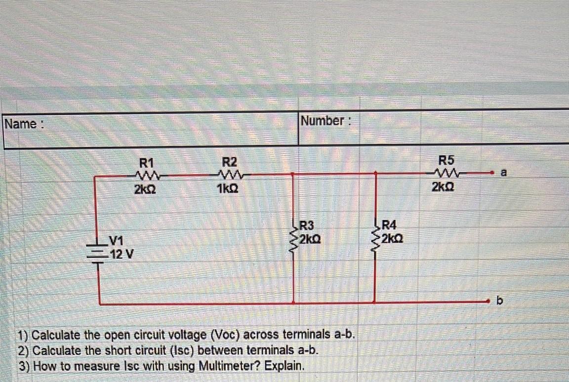 Solved 1) Calculate the open circuit voltage (Voc) across | Chegg.com