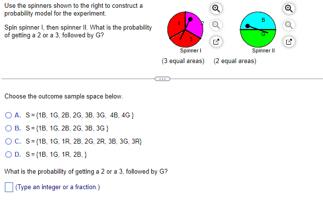 Solved Use the spinners shown to the right to construct a | Chegg.com