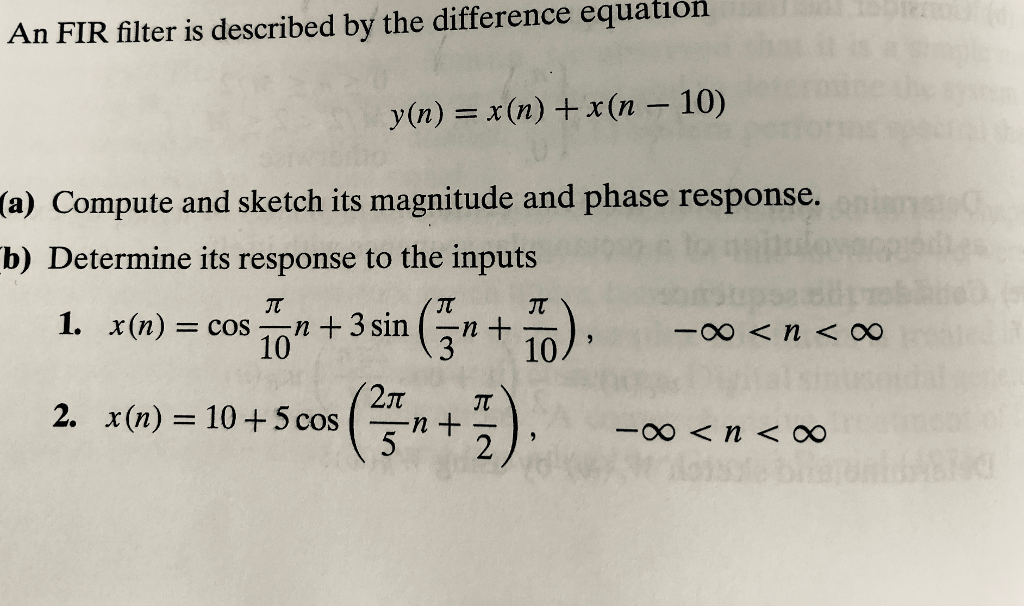 Solved An FIR filter is described by the difference equation | Chegg.com