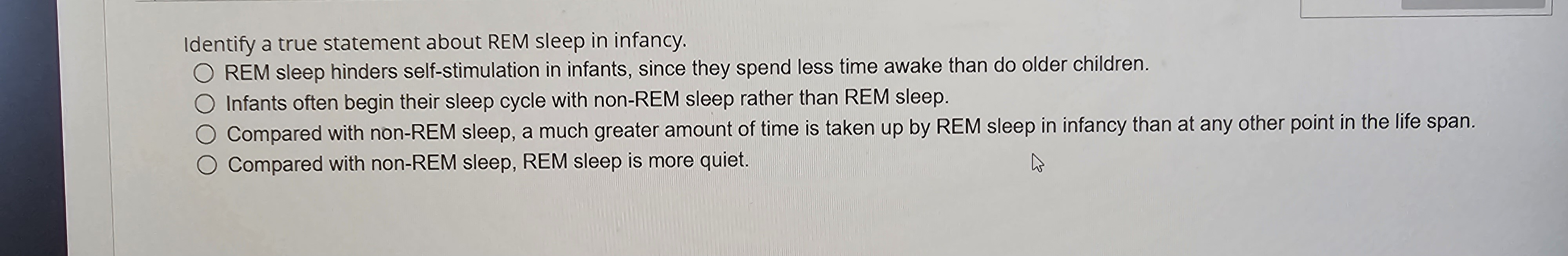 Solved Identify a true statement about REM sleep in | Chegg.com