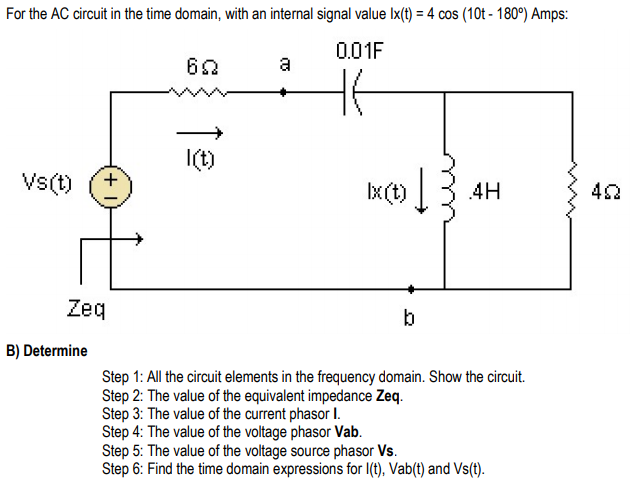 Solved For the AC circuit in the time domain, with an | Chegg.com