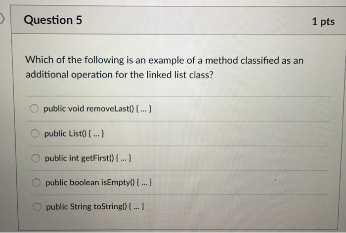 Solved Question 5 1 pts Which of the following is an example | Chegg.com