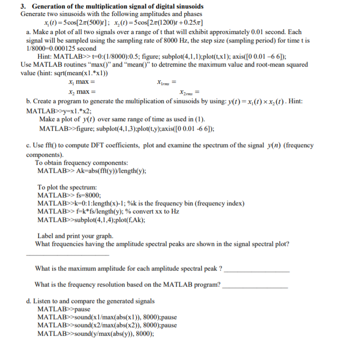 Solved 3. Generation of the multiplication signal of digital | Chegg.com