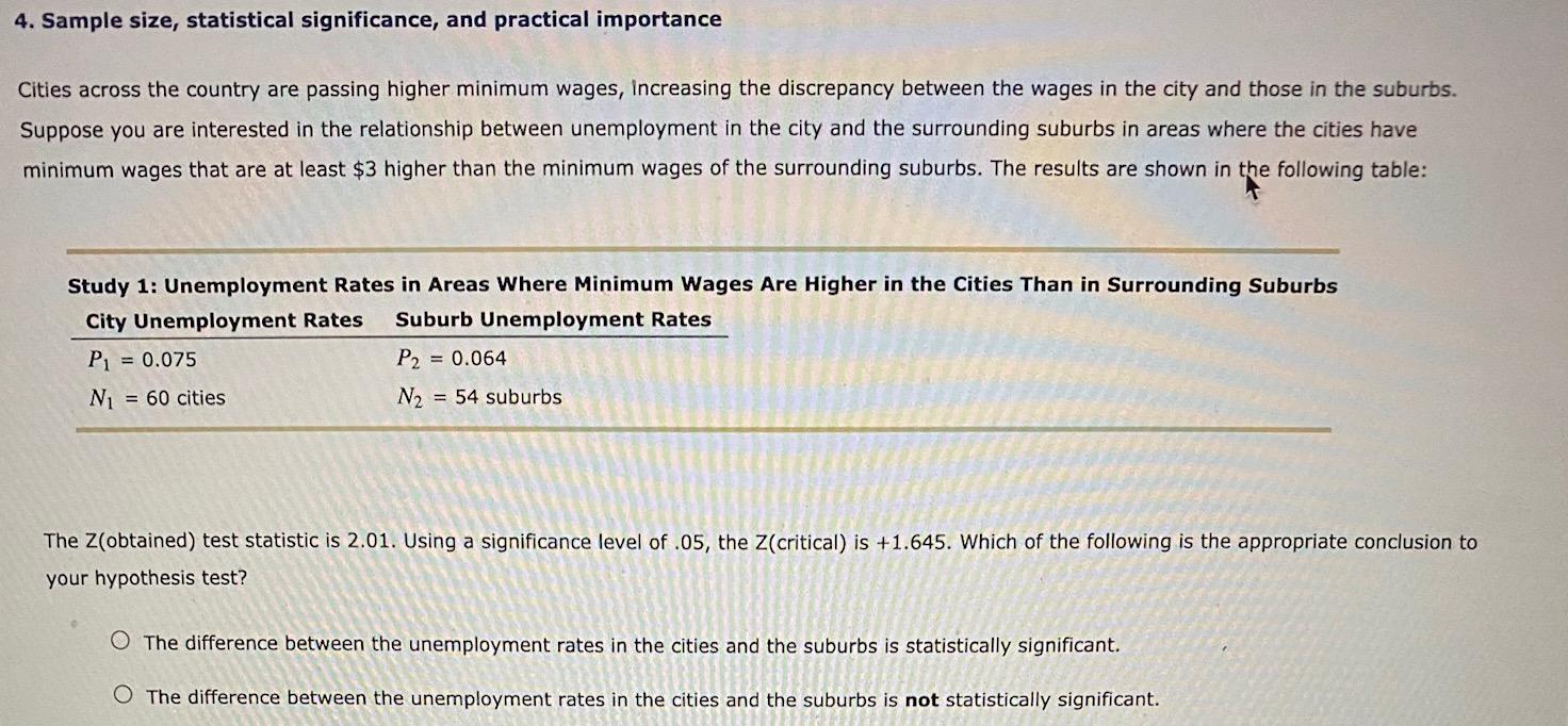 Solved 4. Sample size, statistical significance, and | Chegg.com