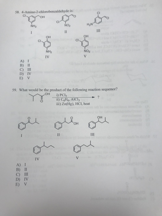 Solved 58. 4-Amino-2-chlorobenzaldehyde is NH2 H2N ?? Cl CI | Chegg.com