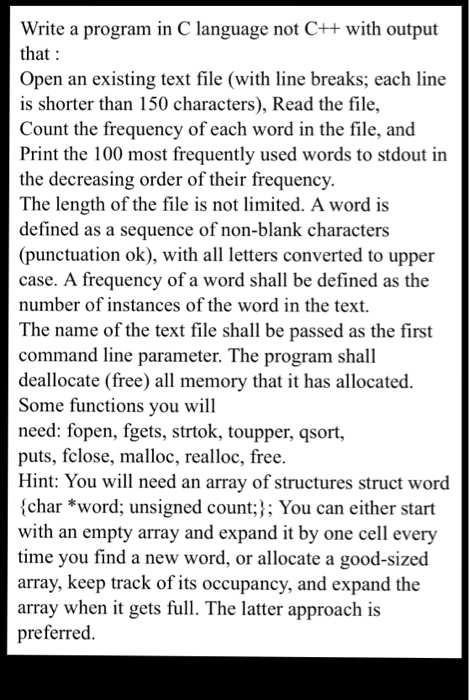 Solved Write a program in C language not C++ with output | Chegg.com