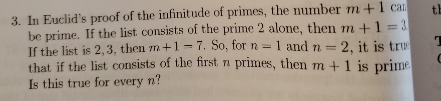 Solved th 3. In Euclid's proof of the infinitude of primes, | Chegg.com