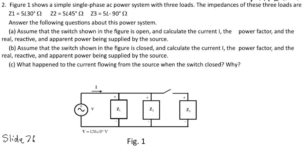Solved 2. Figure 1 shows a simple single-phase ac power | Chegg.com