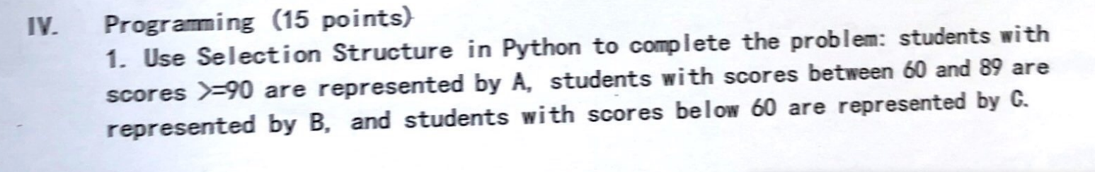 Solved Iv Programming 15 Points 1 Use Selection 