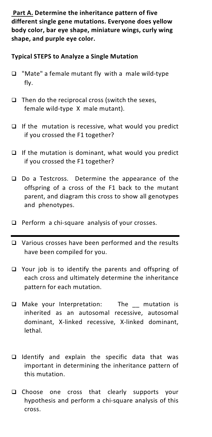 Solved Part A. Determine the inheritance pattern of five | Chegg.com