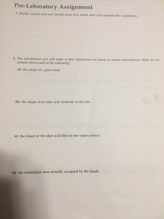 Pre-Laboratory Assignment 1. Briefly explain why you | Chegg.com