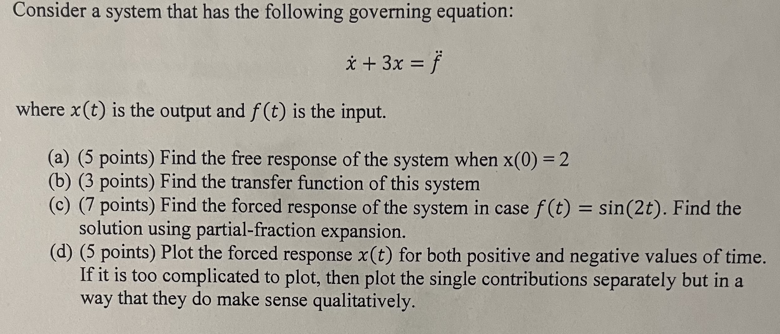 Solved Consider a system that has the following governing | Chegg.com