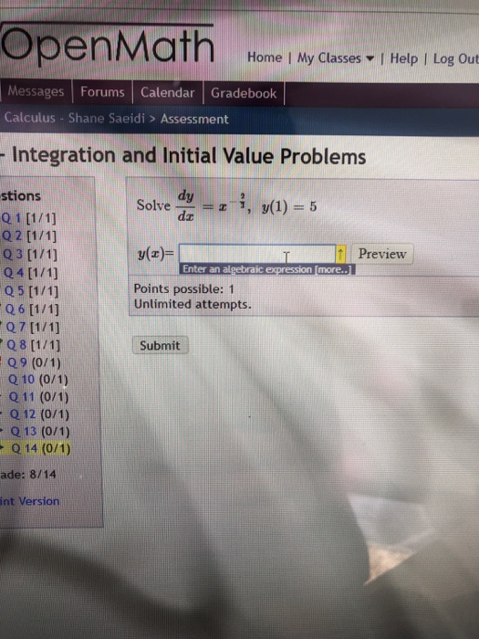 Solved OpenMath Home I My Classes v I Help I Log Out | Chegg.com