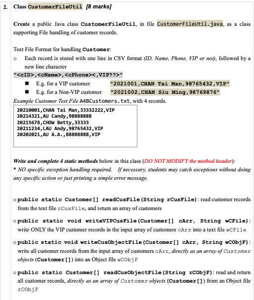 Solved Customer Java Public Class Customer Implements