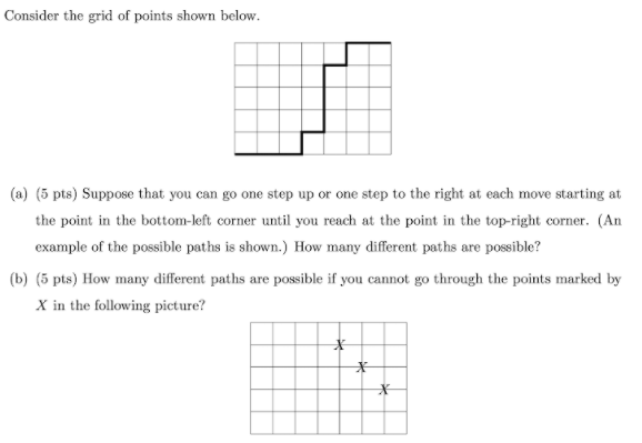 Solved Consider the grid of points shown below. (a) (5 pts) | Chegg.com