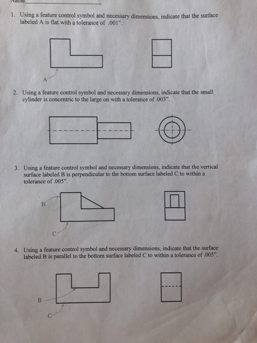 Solved 1. Using a feature control symbol and necessary | Chegg.com