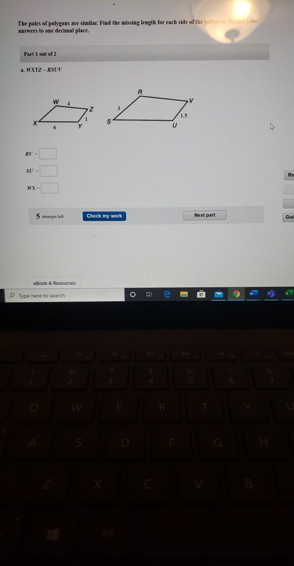 Solved The pairs of polygons are similar. Find the missing | Chegg.com