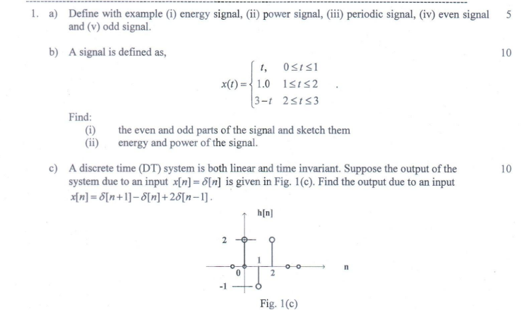 Solved a) Define with example (i) energy signal, (ii) power | Chegg.com