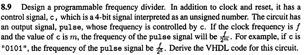 Solved 8 9 Design A Programmable Frequency Divider In