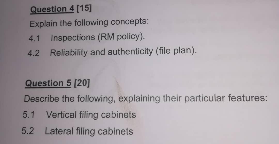 Solved Question 4 [15] Explain the following concepts: 4.1 | Chegg.com