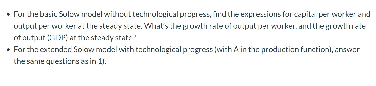 Solved • For the basic Solow model without technological | Chegg.com