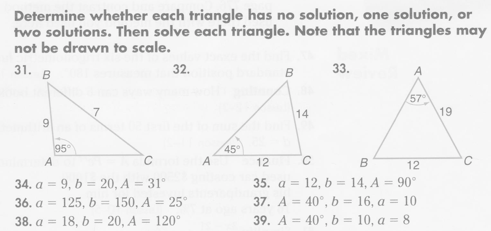 Solved Determine whether each triangle has no solution, one | Chegg.com