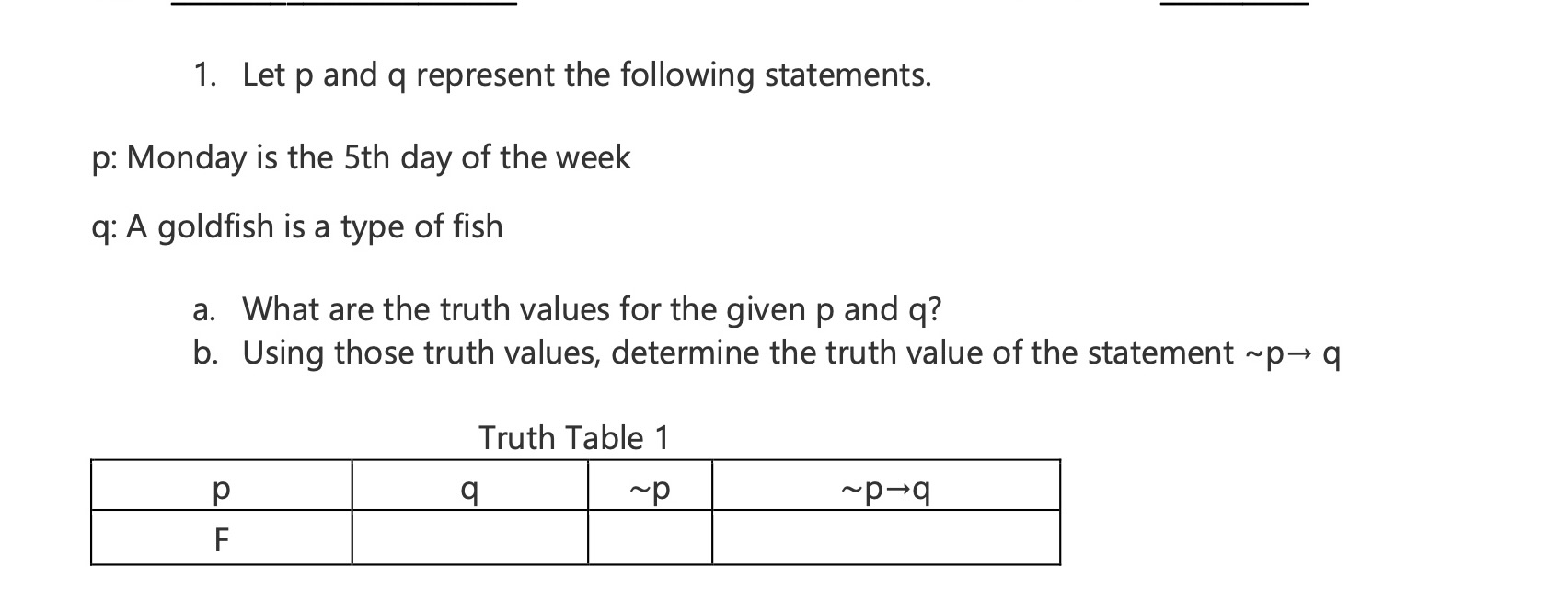 Solved 1. Let p and q represent the following statements. p: | Chegg.com