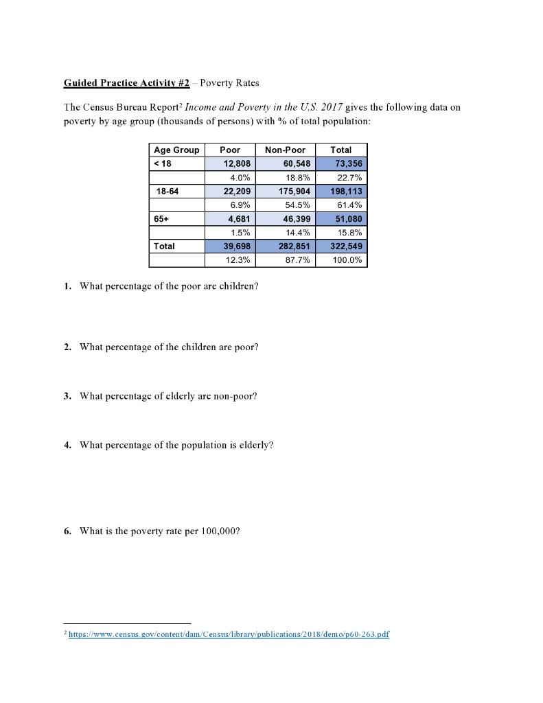 Solved Guided Practice Activity #2 - Poverty Rates The | Chegg.com