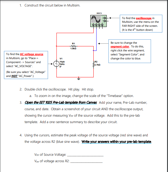 Solved 1. Construct the circuit below in Multisim. 2. Double | Chegg.com