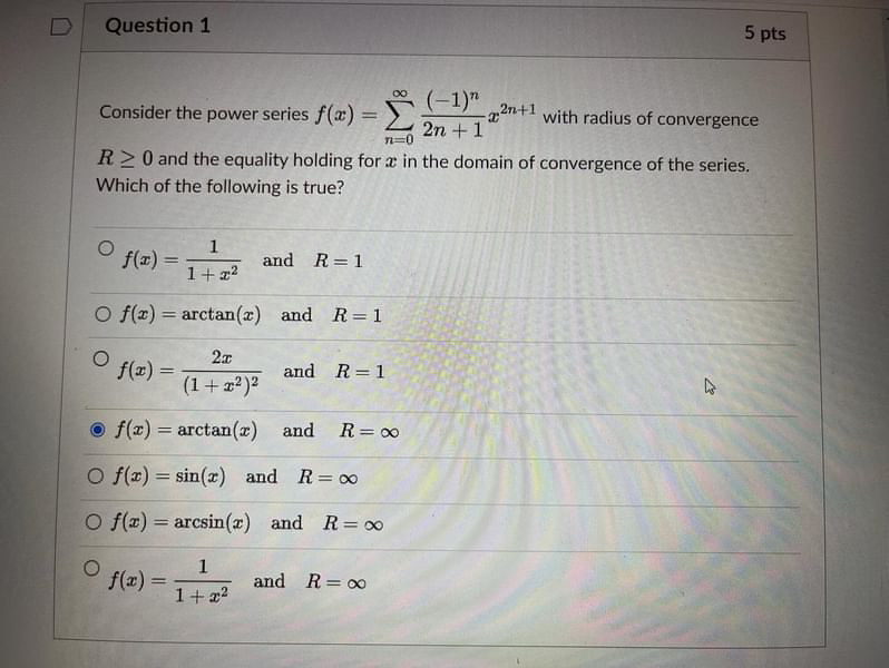 Solved Consider the power series f(x)=∑n=0∞2n+1(−1)nx2n+1 | Chegg.com