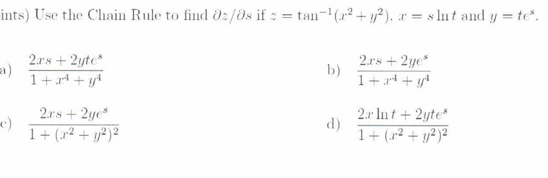 Solved ints) Use the Chain Rule to find ∂z/∂s if | Chegg.com