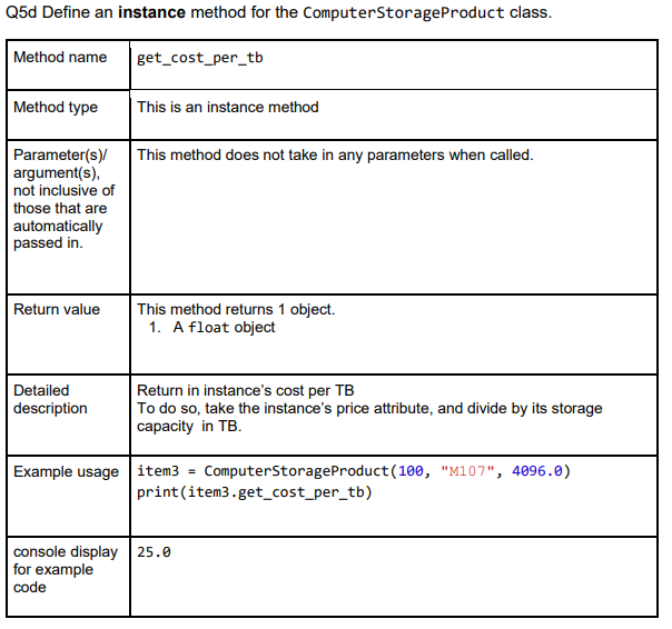 Solved Q5а Write a class that fulfils the following | Chegg.com