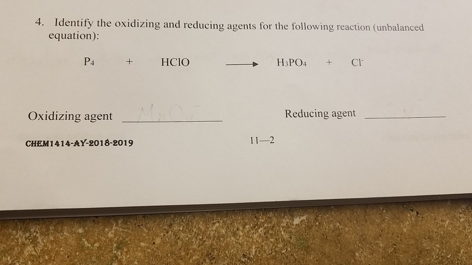 Solved Identify the oxidizing and reducing agents for the | Chegg.com