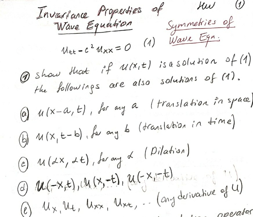 Solved Invariance Properties of new & Wave Equation | Chegg.com
