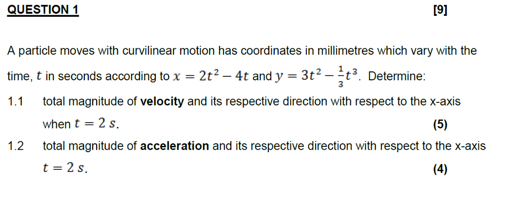 Solved QUESTION 1 A particle moves with curvilinear motion | Chegg.com