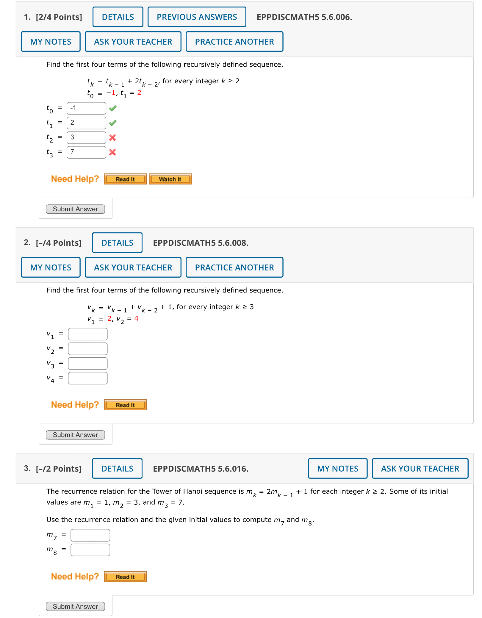 Solved Find the first four terms of the following | Chegg.com