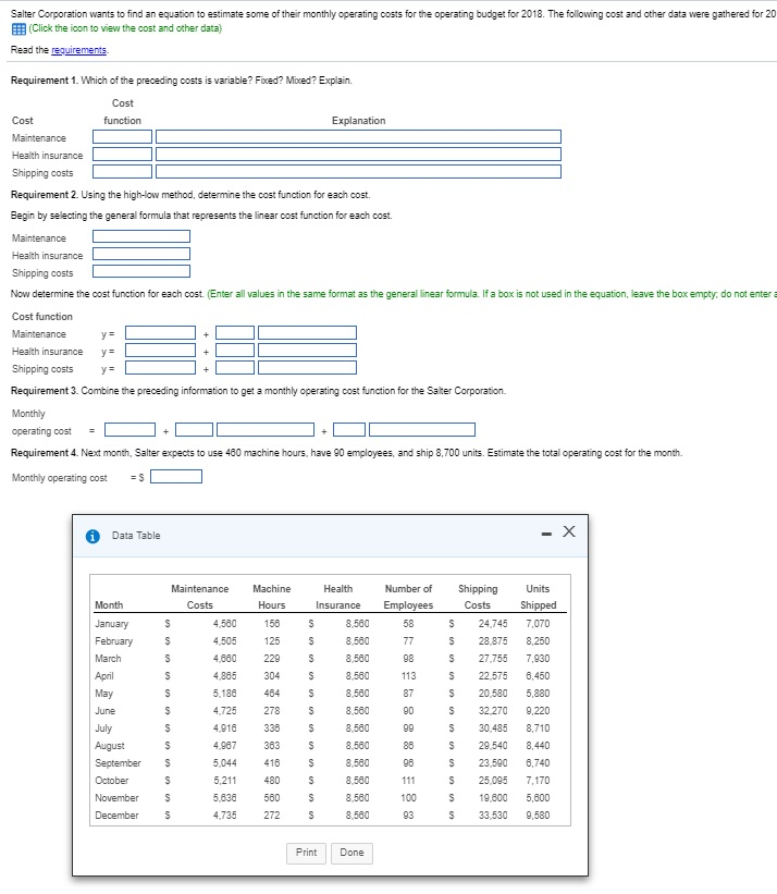 Solved Salter Corporation Wants To Find An Equation To Chegg solved-salter-corporation-wants-to-find-an-equation-to-chegg