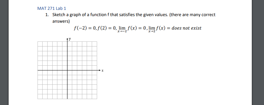 Solved MAT 271 Lab 1 1. Sketch a graph of a function f that | Chegg.com