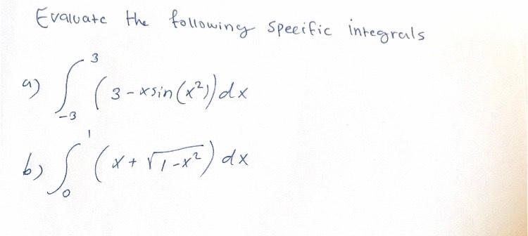 Solved Evaluate the following specific integrals S ( 3 - * | Chegg.com