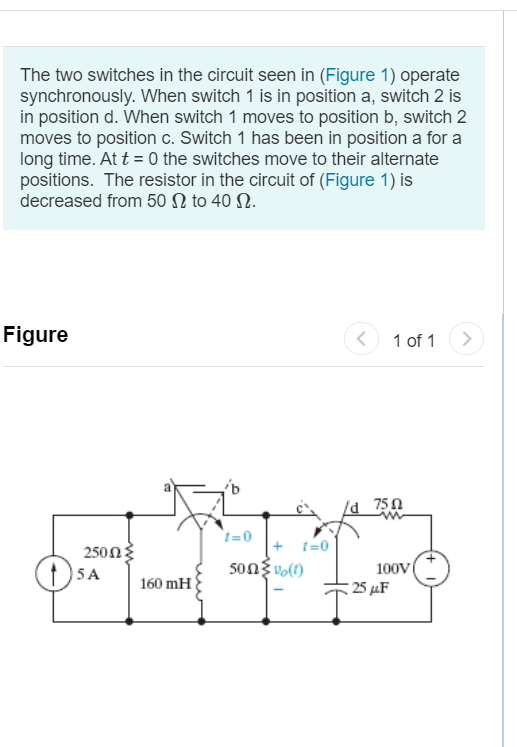 Solved The two switches in the circuit seen in (Figure 1) | Chegg.com