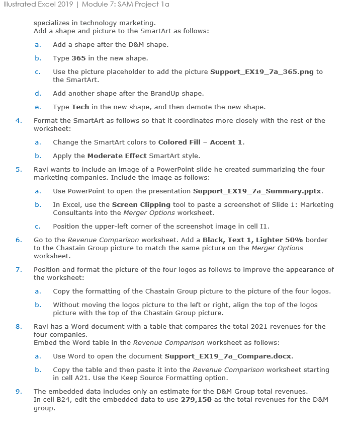 Illustrated Excel 2019 | ﻿Module 7: SAM Project | Chegg.com
