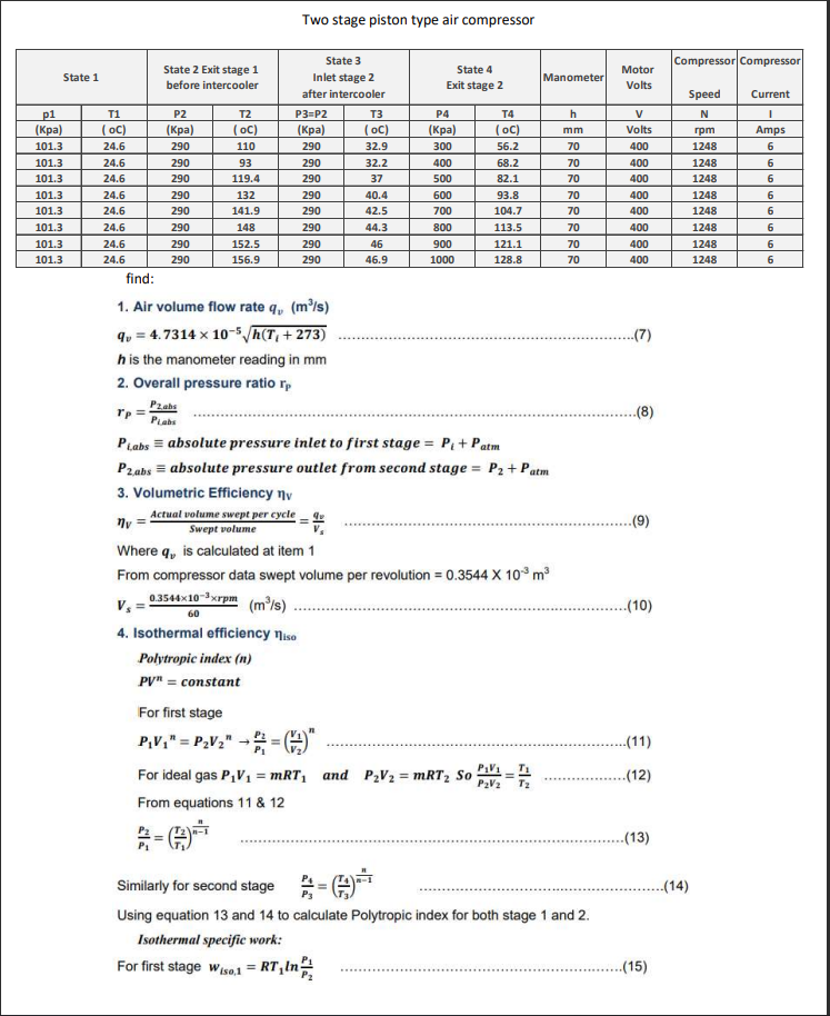 Solved Two stage piston type air compressor Compressor | Chegg.com