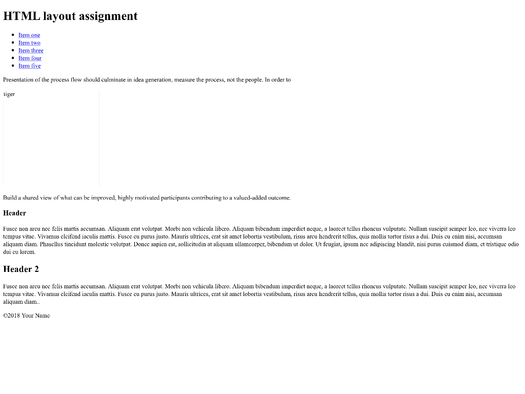 Solved I tried to work on the HTML coding for this layout | Chegg.com