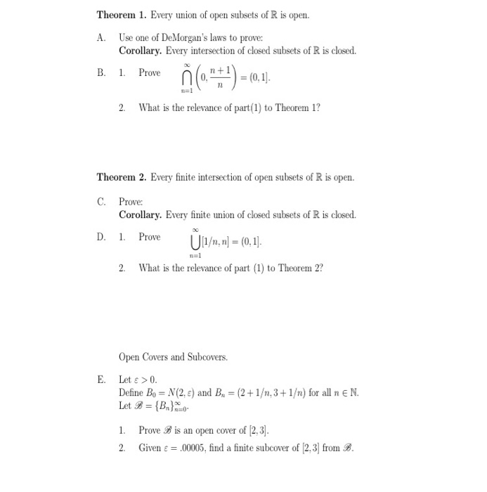 Solved Theorem 1. Every union of open subsets of R is oper | Chegg.com