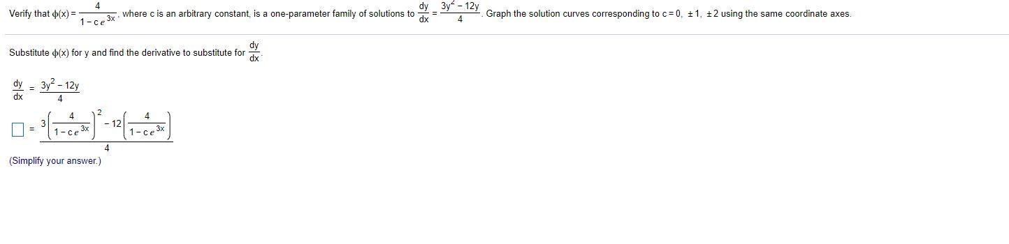 Solved Verify that , where c is an arbitrary constant, is | Chegg.com