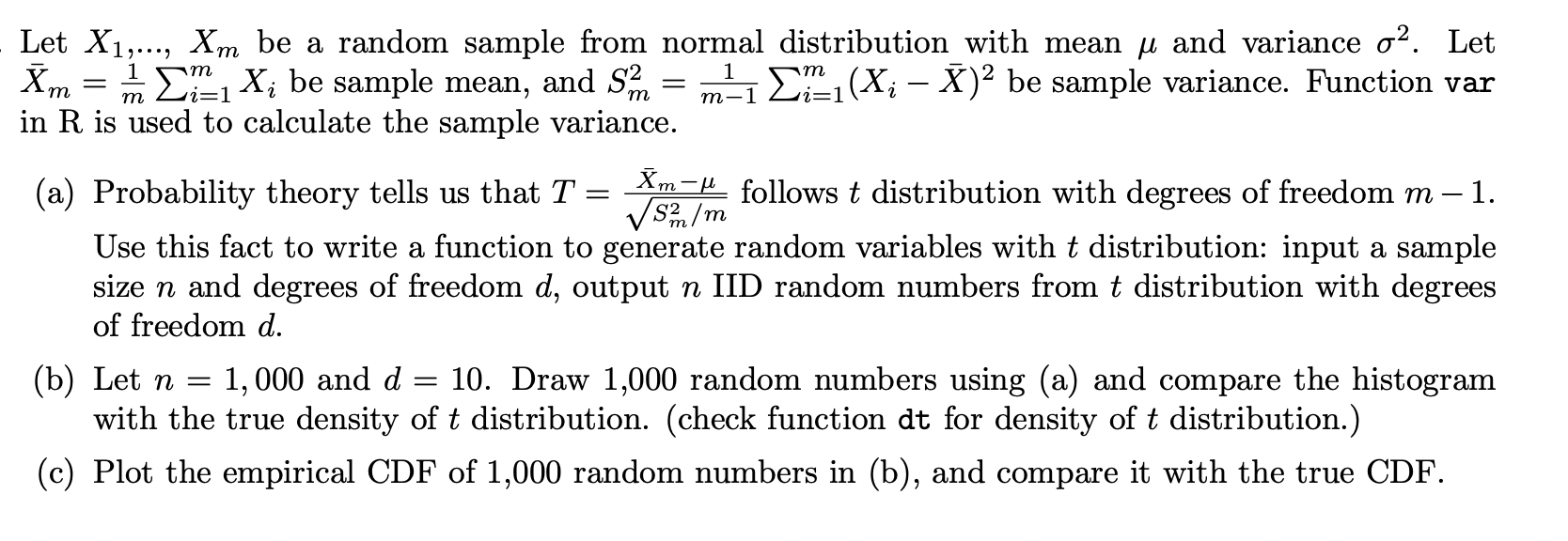 т т i=1 Xm m 1 = = т m-1 = Sm/m т. Let X1,..., Xm be | Chegg.com