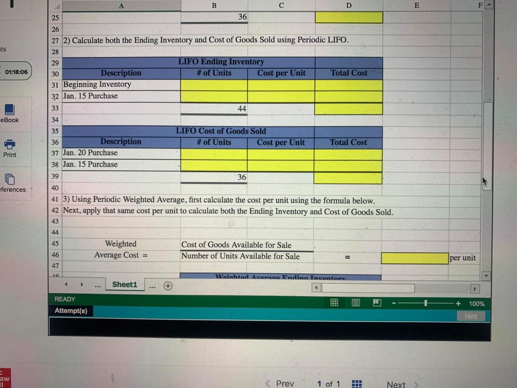 Solved Inventory Costing Methods using Excel's SUM and Basic | Chegg.com